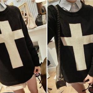 2014 Trend Women Loose Sweater Pullover Cross Jumper High Quality on Luulla