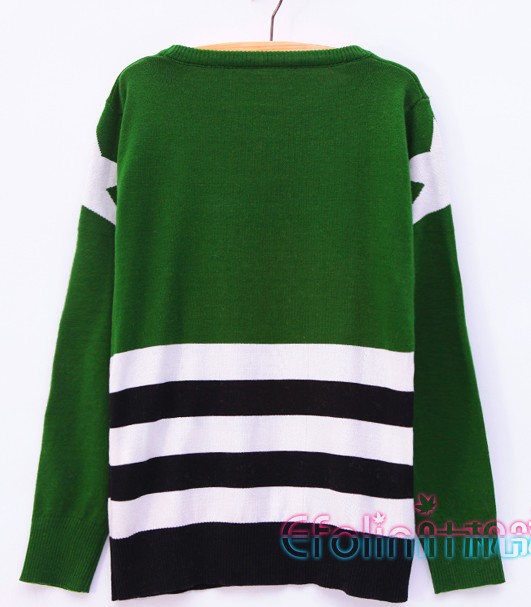 Green Sweater Render Unlined Upper Garment Pentagram Knitting Sweater ...
