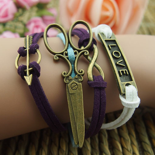Bronze Arrow And Infinity Bracelet, Love Bracelet, Bronze Scissors ...