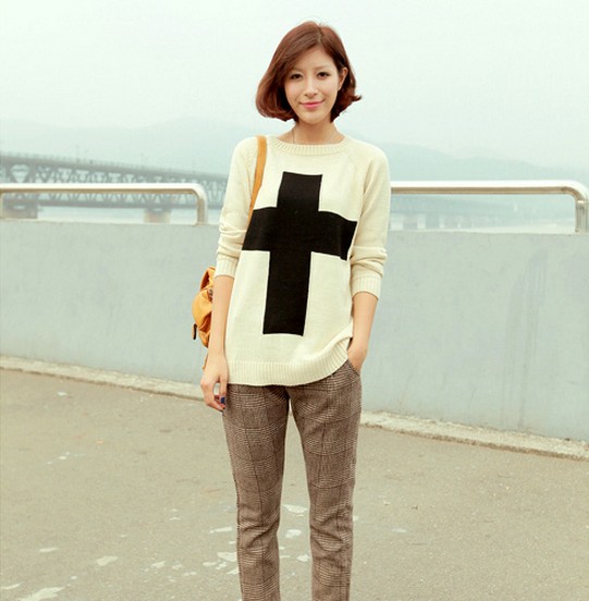 2014 Trend Women Loose Sweater Pullover Cross Jumper High Quality on Luulla