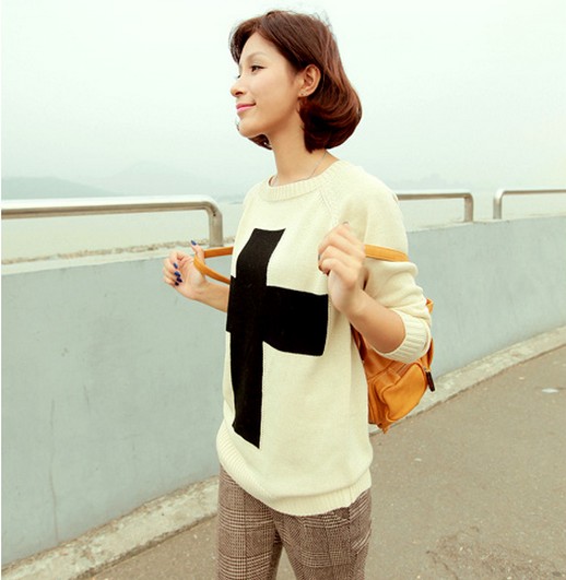 2014 Trend Women Loose Sweater Pullover Cross Jumper High Quality on Luulla