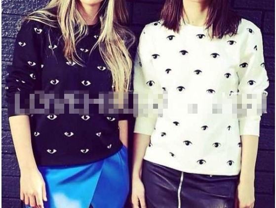 Novelty Eye Sweaters Pullover Women Black White High Quality on Luulla