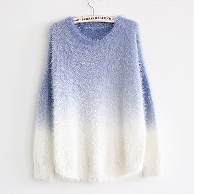 Women 's Fashion Cute Candy Gradient Color Mohair Sweaters on Luulla