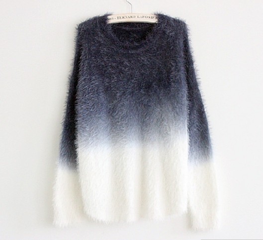 Women 's Fashion Cute Candy Gradient Color Mohair Sweaters on Luulla