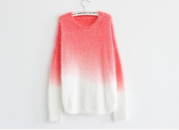 Women 's Fashion Cute Candy Gradient Color Mohair Sweaters on Luulla